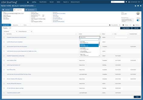 Assigning An Owner To A New Hire Task Usa Staffing Online Help