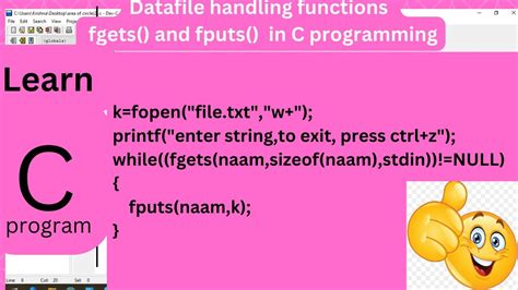 data file handling function fgets and fputs in c programming part