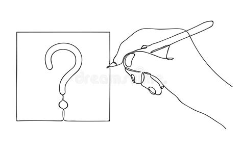 Question Mark Continuous One Line Drawing Of Hands Writing Message On Paper Sticker Quiz And