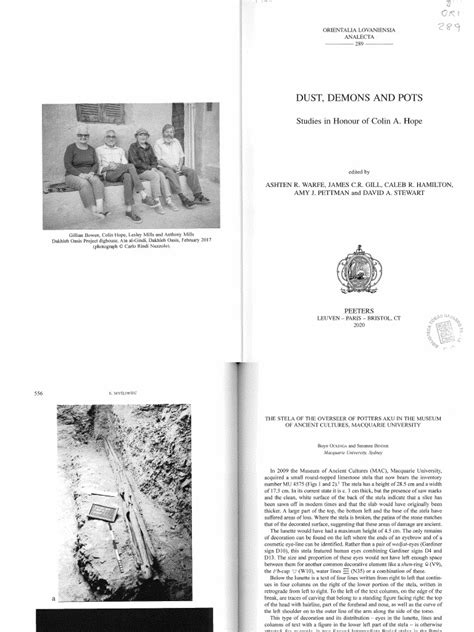 Ockinga Y Binder The Stela Of The Overseer Of Potters Aku Pdf Pottery