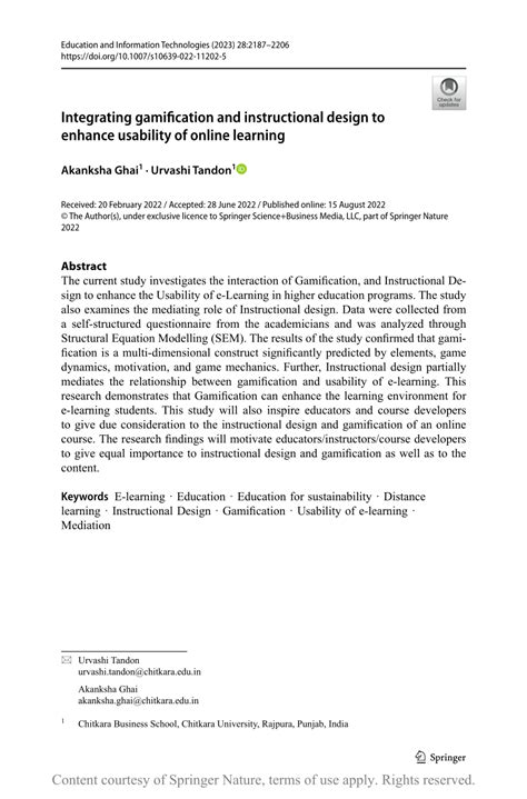 Integrating Gamification And Instructional Design To Enhance Usability Of Online Learning