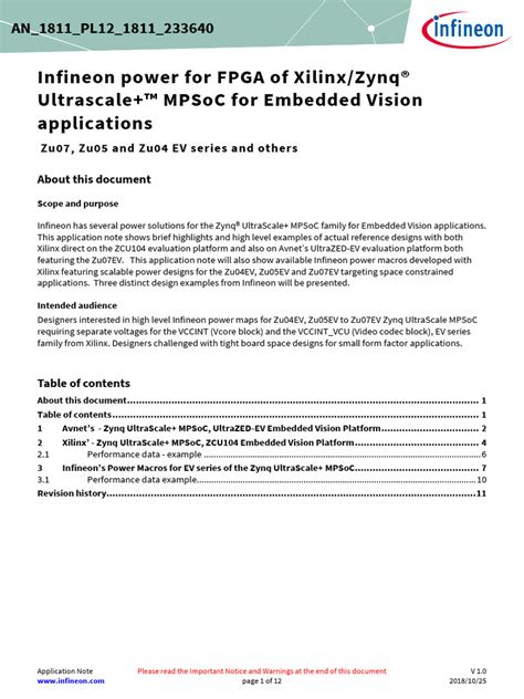 Infineon Dcdc Pol Fpga Embedded Vision An V01 00 En Pdf