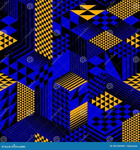Geometric 3d Seamless Pattern With Cubes Rhombus And Triangles Boxes Blocks Vector Background