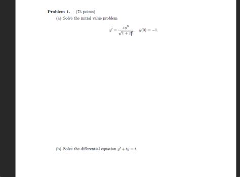 solved problem 1 75 points a solve the initial value
