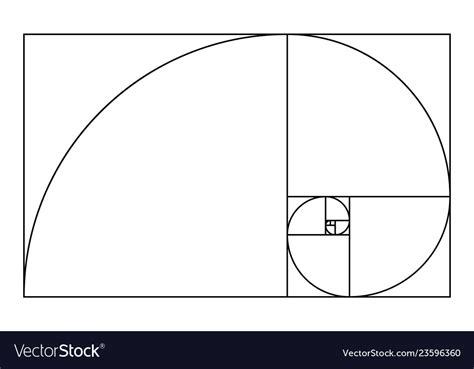 Golden Ratio Geometric Concept Fibonacci Spiral Vector Image