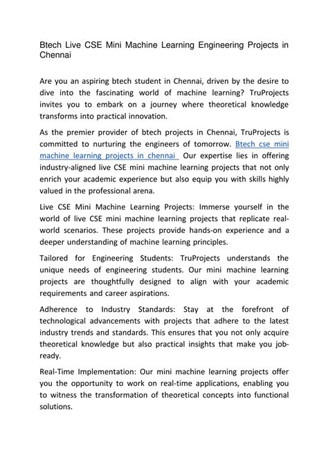 Ppt 74789btech Live Cse Mini Machine Learning Engineering Projects In