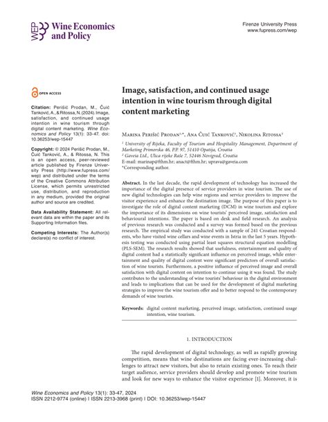 Pdf Image Satisfaction And Continued Usage Intention In Wine
