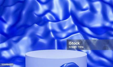 복사 공간 3d 렌더링 추상적 배경 디자인과 미니멀리즘 스타일로 프리젠 테이션을 조롱하기위한 파란색 포디움장면 0명에 대한 스톡 사진 및 기타 이미지 Istock