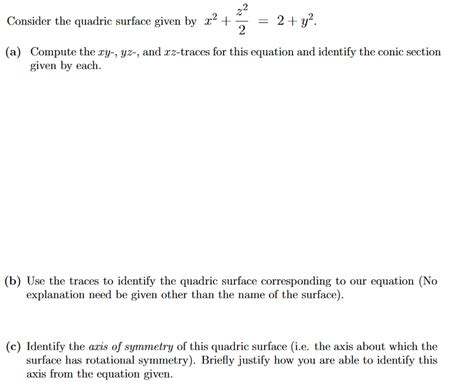 solved 2 2 consider the quadric surface given by x2 2 y