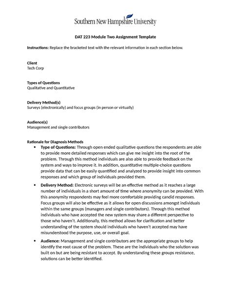Dat 223 Module Two Assignment Client Tech Corp Types Of Questions