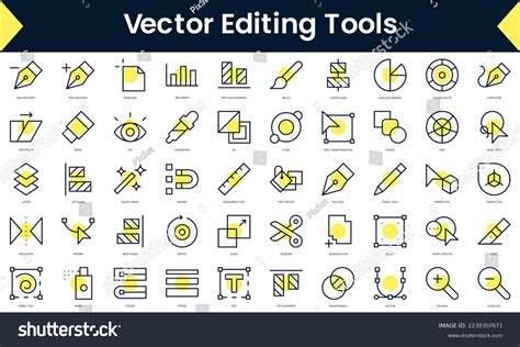 Set Thin Line Vector Editing Tools Stock Vector Royalty Free