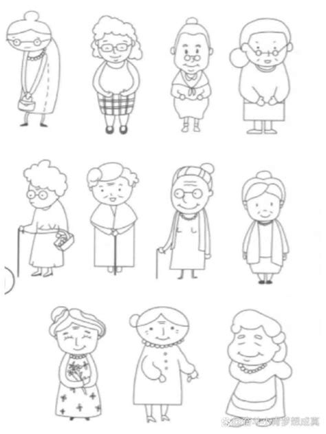 简笔画老奶奶步骤过程怎么写（20张） 简笔画图片大全