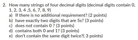 Solved 2 How Many Strings Of Four Decimal Digits Decimal