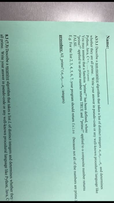 Solved Describe A Non Recursive Algorithm That Takes A List