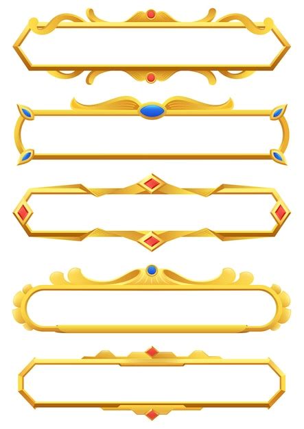 Premium Vector Empty Gold Ui Frames With Gems Set Of Game Frames In Medieval And Modern Style