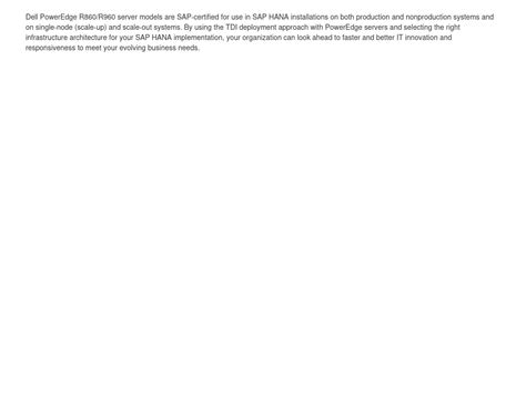 Conclusion Dell Validated Design For Sap Hana Scale Out Tdi Solutions On Dell Poweredge