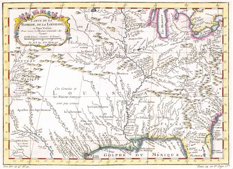 1757 Map Carte De La Floride De La Louisiane Et Pays Boisins Usa Bellin