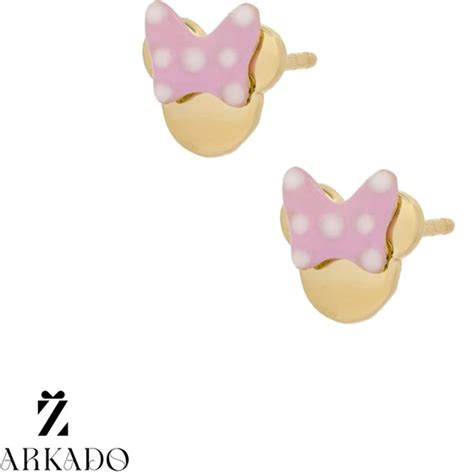 خرید و قیمت گوشواره میخی طلا میکی موس پاپیون دار صورتی ترب