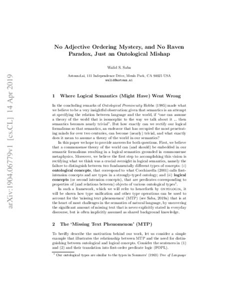 Pdf No Adjective Ordering Mystery And No Raven Paradox Just An