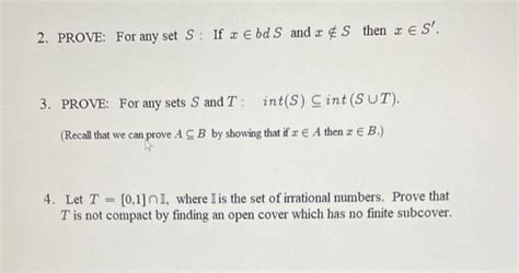 solved 2 prove for any set s if x∈bds and x∈ s then x∈s′