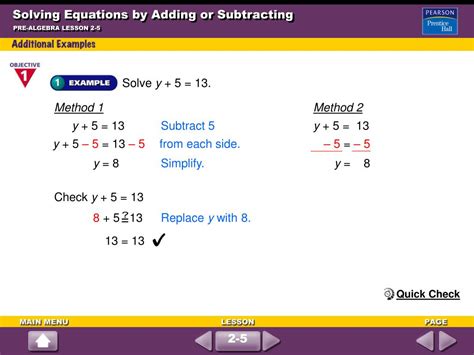 ppt solving equations by adding or subtracting powerpoint