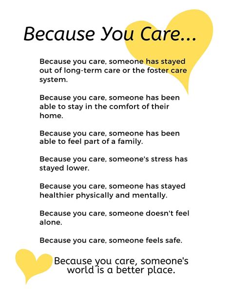Because You Care Caregiver Appreciation Downloadable Printable