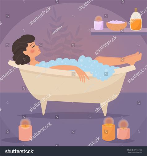 Woman Relaxing Bubble Bath Candles Over 164 Royalty Free Licensable Stock Illustrations