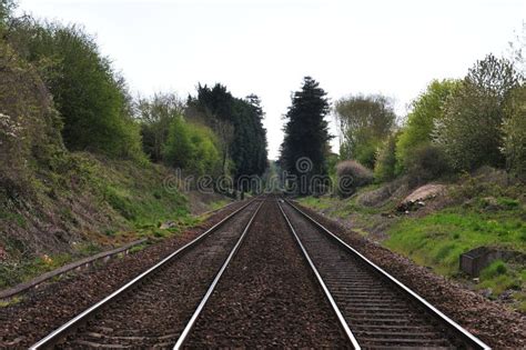 Railway In The Countryside Stock Image Image Of Waterway Parallels