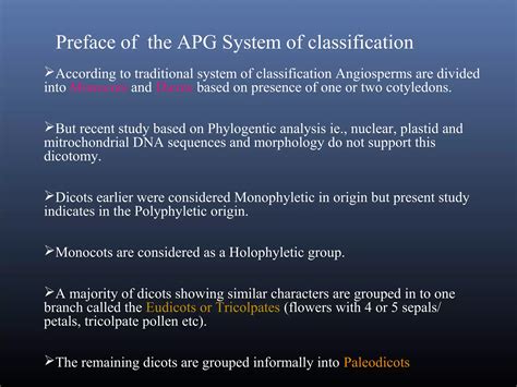 Angiosperm Phlogeny Group Taxonomy Classification Ppt