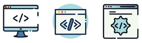 Premium Vector Set Of Flat Coding Website Pc Code Icon Vector Illustration