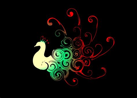 Beautiful Abstract And Colorful Swan Or Peacock Bird Silhouette