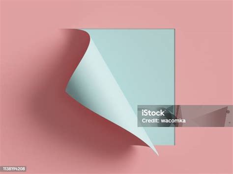 3d 렌더 핑크 블루 노트 용지 말린 모서리 페이지 말림 추상적인 창조적 인 배경 현대 모의 최대 광고 및 홍보 메시지에 대 한 디자인 요소입니다 종이에 대한 스톡 사진 및