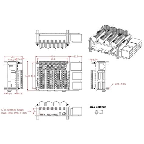 Rpi Gpio Status Led And Terminal Block Burst Caps For Raspberry Pi A