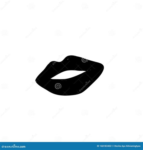 Woman Lips Illustration With Hand Drawn Doodle Style Isolated Stock