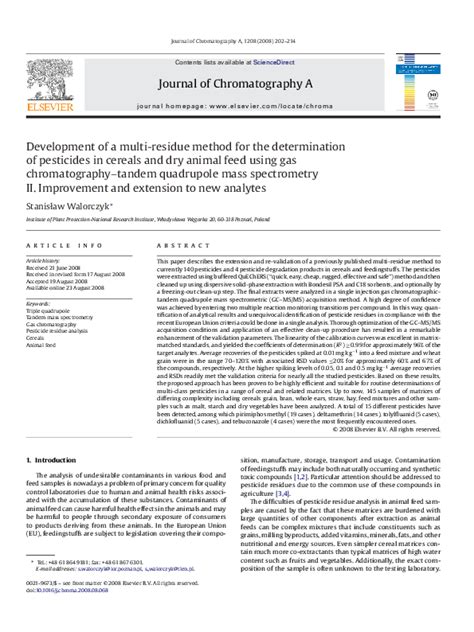 Pdf Development Of A Multiresidue Method For The Determination Of Multiclass Pesticides In