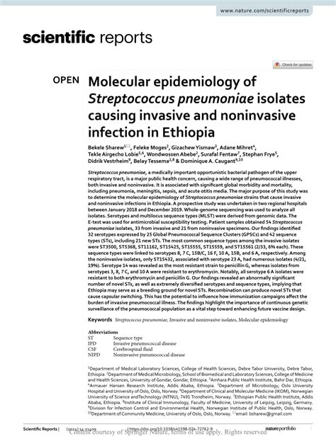 Pdf Molecular Epidemiology Of Streptococcus Pneumoniae Isolates