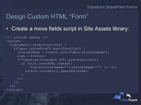 Transform Sharepoint Default List Forms With Html Css And Javascript Pptx