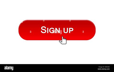 Sign Up Web Interface Button Clicked With Mouse Cursor Red Color