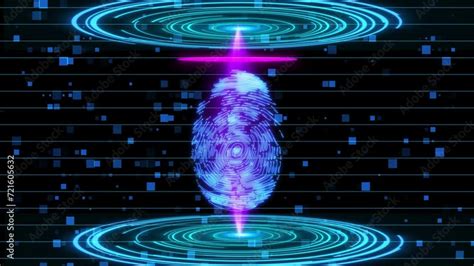 Digital Futuristic Biometrical Finger Print Scanner With Hud Ligh Animation Biometric