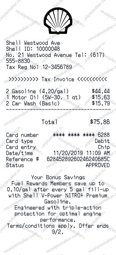 Free Gas Receipt Generator Fuel Station Receipts Receipt Maker