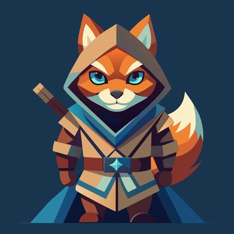 Squirrel In An Assassin Costume In Minimalism Vector Illustration Flat