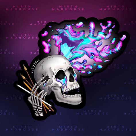 Exploding Skull Kiss Cut Vinyl Decals Artist Sticker Painting