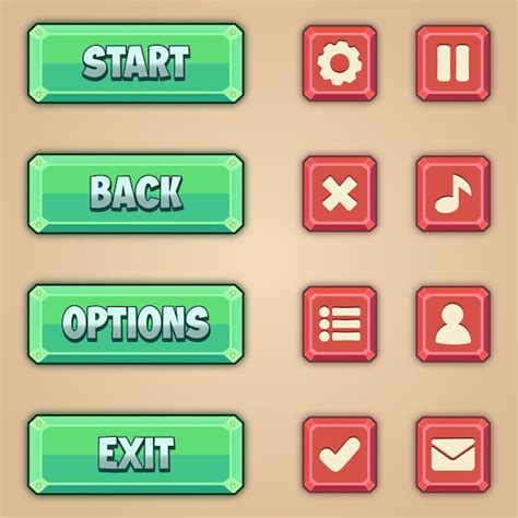 Premium Vector Set Of Game Buttons With Editable Text Effect And