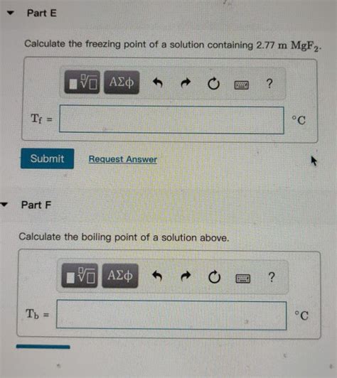 solved part e calculate the freezing point of a solution