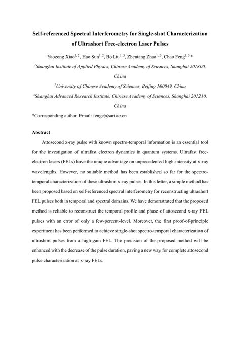 Pdf Self Referenced Spectral Interferometry For Single Shot Characterization Of Ultrashort