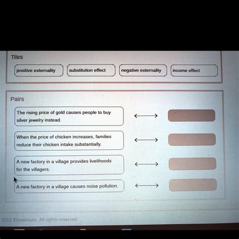 Match The Scenarios With The Economic Concepts They Illustrate Tiles Positive Externality