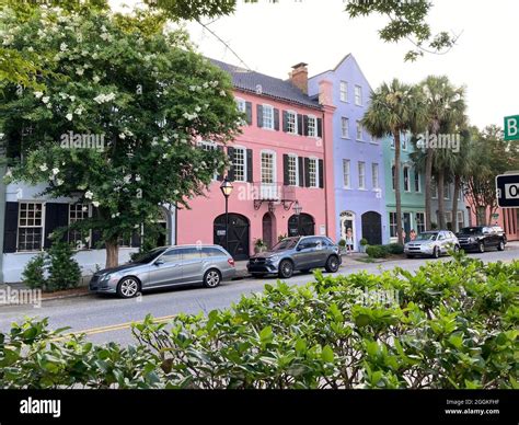 Charleston South Carolina Rainbow Row Is A Series Of 13 Colorul
