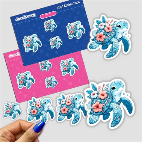 Sea Turtle Hibiscus Flowers Stickers Decalvenue Decal Venue
