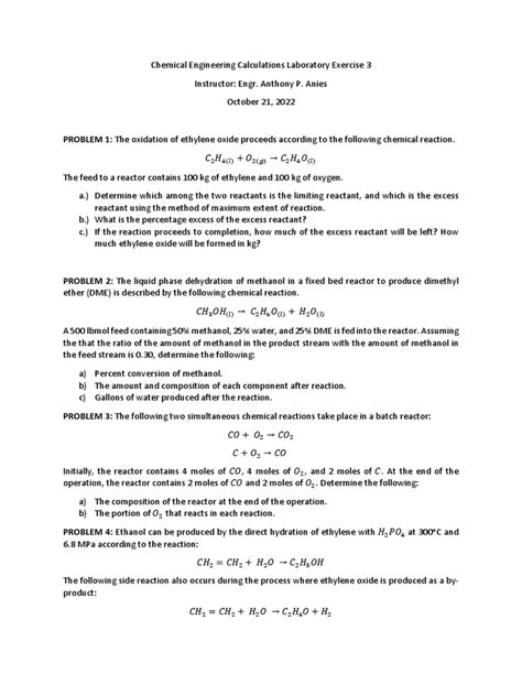 Laboratory Exercise 3 Adu1say2223 Anies Pdf Chemical Reactor Ammonia