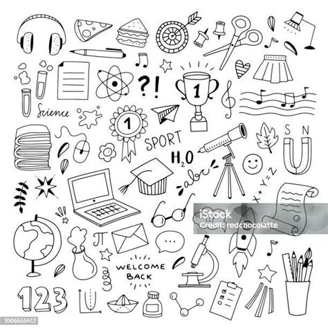학교 손으로 그린 일러스트 벡터 집합 학교 및 과학 개체 개요 0명에 대한 스톡 벡터 아트 및 기타 이미지 0명 9월 가방 Istock
